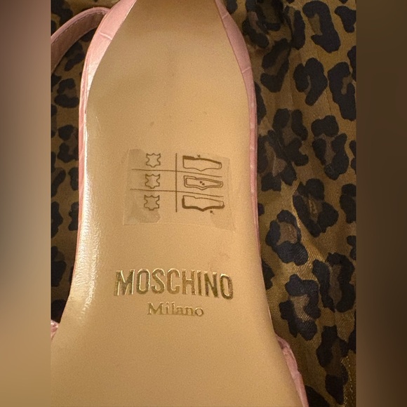 Moschino | Shoes | Nwot Pink Gold Moschino Barbie Logo M Sling Back ...